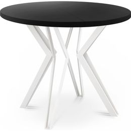 ESSTISCH Austin runder ausziehbarer, Schwarz 120-200/100/76 cm