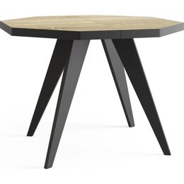 ESSTISCH Diamond Black achteckiger ausziehbarer, Sonoma Eiche 100-200/100/76 cm