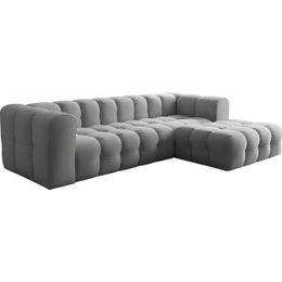 ECKSOFA Mochi L-Form 5-Sitzer Rechts, Samt, Grau 290/75/193 cm