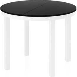 ESSTISCH Rowan Wei&szlig; runder ausziehbarer, Schwarz 100-176/100/76 cm