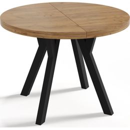 ESSTISCH Twixy runder ausziehbarer, Wotan Eiche 90-170/90/76 cm
