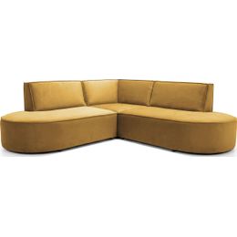 ECKSOFA Nora L-Form 3-Sitzer Universell, Samt, Senfgelb 223/73/223 cm