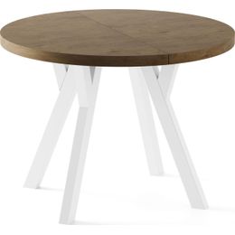 ESSTISCH Twixy XXL gro&szlig; rund oval ausziehbar, Eiche Braun Rustikal 100-250/100/76 cm