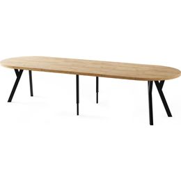 ESSTISCH Twixy XXL gro&szlig; rund oval ausziehbar, Eiche Hell Braun 100-300/100/76 cm