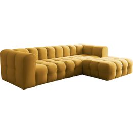 ECKSOFA Mochi L-Form 5-Sitzer Rechts, Samt, Senfgelb 290/75/193 cm