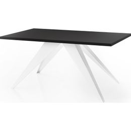 ESSTISCH Vance Wei&szlig; rechteckig ausziehbar, Schwarz 160-260/90/76 cm