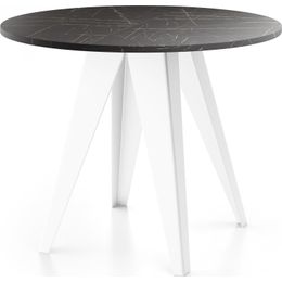 ESSTISCH Griffin runder ausziehbarer, Marmor Schwarz 100-140/100/76 cm