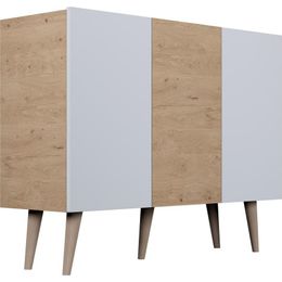 SIDEBOARD Ivy 120/95/40 in Lancelot Eiche, Wei&szlig;