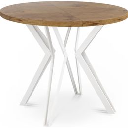 ESSTISCH Austin runder ausziehbarer, Lancelot Eiche 100-180/100/76 cm