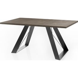 ESSTISCH Colter rechteckig ausziehbar, Dunkelgrauer Chicago Beton 160-260/90/76 cm