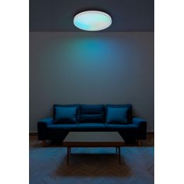Globo LIGHTING Deckenleuchte "DWAIN", wei&szlig; matt, 1, &Oslash; 37cm H: 7cm, 1 Stk., Leuchten, Deckenleuchte RGB LED, CCT dimmbar, Fernbedienung, Nachtlicht & Timer, Deckenleuchte
