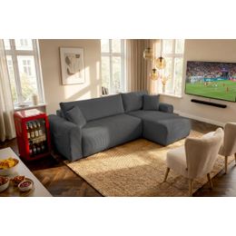 Ecksofa OTTO HOME "JONAA L-Form, 241cm - OTTO. Verl&auml;ssliche Qualit&auml;t.", anthrazit, B:241cm H:79cm T:52cm, Sofas, Ecksofa, Schlaffunktion(133/200), Bettkasten, Cord, Struktur, Unser Tiefpreis