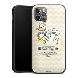 DeinDesign iPhone 12 Pro Handy Premium Silikon H&uuml;lle Handyh&uuml;lle schwarz Case Official Licensed Product Disney Donuld Duck Vintage Silikon Premium Case