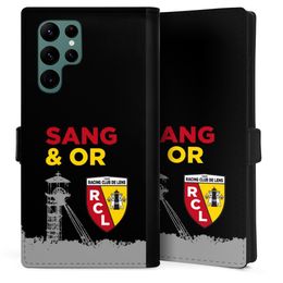 DeinDesign Galaxy S22 Ultra Handy Klapph&uuml;lle Handyh&uuml;lle aus Kunst Leder schwarz Flip Case Racing Club De Lens Official Licensed Product Rcl Sideflip mit langer 
