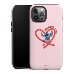 DeinDesign iPhone 12 Pro Max Handy Panzer Handyh&uuml;lle robuste Outdoor H&uuml;lle Schutzh&uuml;lle gl&auml;nzend Heart Lilo & Stitch Disney Tough Case