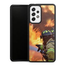 DeinDesign Galaxy A53 5G Handy Gallery Case Handyh&uuml;lle 9H Geh&auml;rtetes Glas R&uuml;ckseite H&uuml;lle Fire Fighters Fire Fighter Life Saver Gallery Case