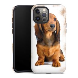 DeinDesign iPhone 12 Pro Max Handy Panzer Handyh&uuml;lle robuste Outdoor H&uuml;lle Schutzh&uuml;lle gl&auml;nzend Pet Dachshund Dog Tough Case