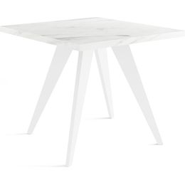 ESSTISCH Quadro quadratischer ausziehbarer, Marmor Wei&szlig; 100-150/100/76 cm