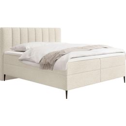 BOXBETT Allen mit Bettkasten, Boucle Creme 120x200 cm &ndash; inkl. H4 Taschenfederkern Matratze & Foam Topper