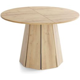 ESSTISCH Lunda rund ausziehbar verl&auml;ngerbar, Buche Hellbraun 100-180/100/76 cm