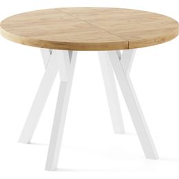 ESSTISCH Twixy XXL gro&szlig; rund oval ausziehbar, Eiche Hell Braun 100-250/100/76 cm