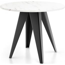ESSTISCH Glory runder ausziehbarer, Marmor Wei&szlig; 100-140/100/76 cm