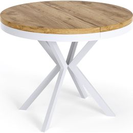 ESSTISCH Cloud runder ausziehbarer, Craft Eiche 100-180/100/76 cm