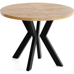 ESSTISCH Savio rund ausziehbar verl&auml;ngerbar XXL, Eiche Braun 100-200/100/77 cm