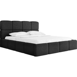 POLSTERBETT Tivio mit Bettkasten, Schwarz Boucle 120x200 cm