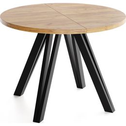 ESSTISCH Ravero runder ausziehbarer, Eiche Braun 100-140/100/77 cm
