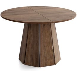 ESSTISCH Lunda rund ausziehbar verl&auml;ngerbar, Wallnuss Dunkelbraun 100-140/100/76 cm