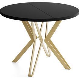 ESSTISCH Daisy runder ausziehbarer, Schwarz 120-200/100/76 cm
