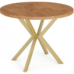 ESSTISCH Flora runder ausziehbarer, Lancelot Eiche 100-180/100/76 cm