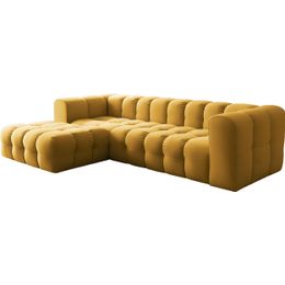 ECKSOFA Mochi L-Form 5-Sitzer Links, Samt, Senfgelb 290/75/193 cm