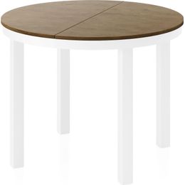 ESSTISCH Rowan Wei&szlig; runder ausziehbarer, Lefkas Eiche 100-176/100/76 cm