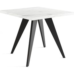 ESSTISCH Quadro quadratischer ausziehbarer, Marmor Wei&szlig; 100-200/100/76 cm