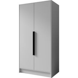 KLEIDERSCHRANK Mono Bis im Skandi-Stil, Dreht&uuml;ren mit Schwarze Metallgriffe, Wei&szlig; 102/200/51 cm