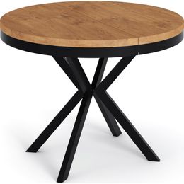 ESSTISCH Ross runder ausziehbarer, Lancelot Eiche 90-170/90/76 cm