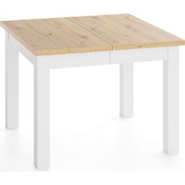 ESSTISCH Toren Wei&szlig; ausziehbar verl&auml;ngerbar quadratisch, Eiche Artisan Hellbraun 100-200/100/76.5 cm