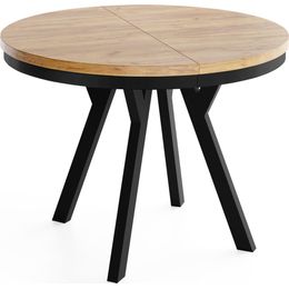 ESSTISCH Vero Neo rund ausziehbar verl&auml;ngerbar, Eiche Braun 100-300/100/77 cm