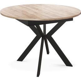 ESSTISCH Lily runder ausziehbarer, Sonoma Eiche 100-140/100/76 cm