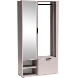 GARDEROBEN-SET Lena Uni mit Spiegel, Sitzbank & Kleiderstange &ndash; 100/189/33 cm &ndash; Beige, Kaschmir