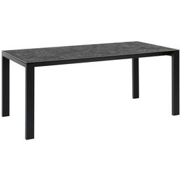 Livetastic Esstisch, Schwarz, Dunkelgrau, Metall, Keramik, rechteckig, Flachrohr, 90x75x180 cm, Esszimmer, Tische, Esstische, Esstische Keramik