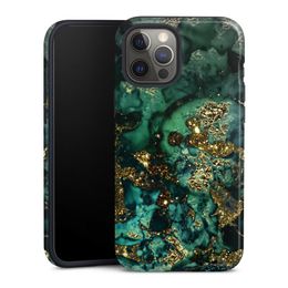 DeinDesign iPhone 12 Pro Max Handy Panzer Handyh&uuml;lle robuste Outdoor H&uuml;lle Schutzh&uuml;lle gl&auml;nzend Marble Muster Glitzer Tough Case
