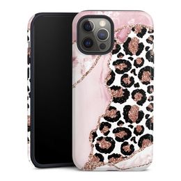 DeinDesign iPhone 12 Pro Max Handy Panzer Handyh&uuml;lle robuste Outdoor H&uuml;lle Schutzh&uuml;lle gl&auml;nzend Leopard Glitzer Marble Tough Case