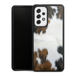 DeinDesign Galaxy A53 5G Handy Gallery Case Handyh&uuml;lle 9H Geh&auml;rtetes Glas R&uuml;ckseite H&uuml;lle Fur Cow Skin Cow Gallery Case