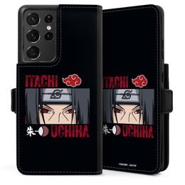 DeinDesign Galaxy S21 Ultra 5G Handy Klapph&uuml;lle Handyh&uuml;lle aus Kunst Leder schwarz Flip Case Naruto Shippuden Manga Itachi Uchiha Sideflip mit Lasche