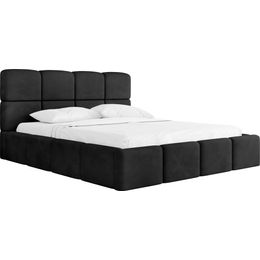 POLSTERBETT Tivio mit Bettkasten, Schwarz Samt 120x200 cm