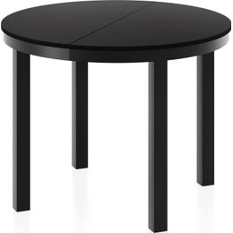 ESSTISCH Corin Schwarz runder ausziehbarer, Schwarz 100-176/100/76 cm