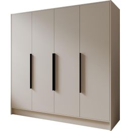KLEIDERSCHRANK Mono Bis im Skandi-Stil, Dreht&uuml;ren mit Schwarze Metallgriffe, Kaschmir 200/200/51 cm